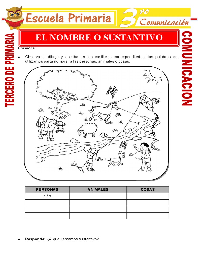El Nombre o Sustantivo para Tercero de Primaria | PDF