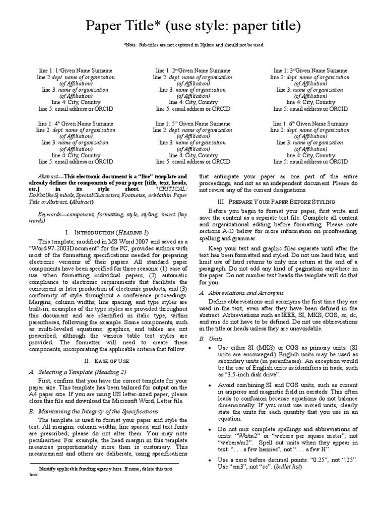 IEEE Conference Paper Template Guide | PDF | International System Of ...