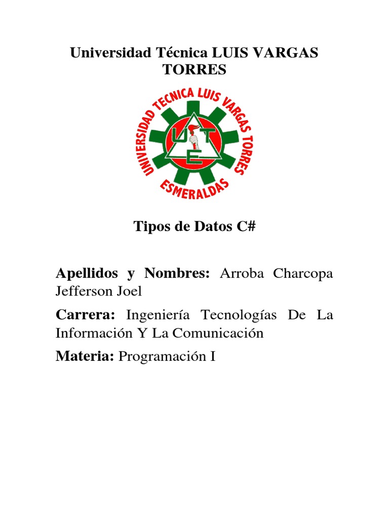 Tipos De Datos C Pdf C Sharp Lenguaje De Programación Tipo De Datos