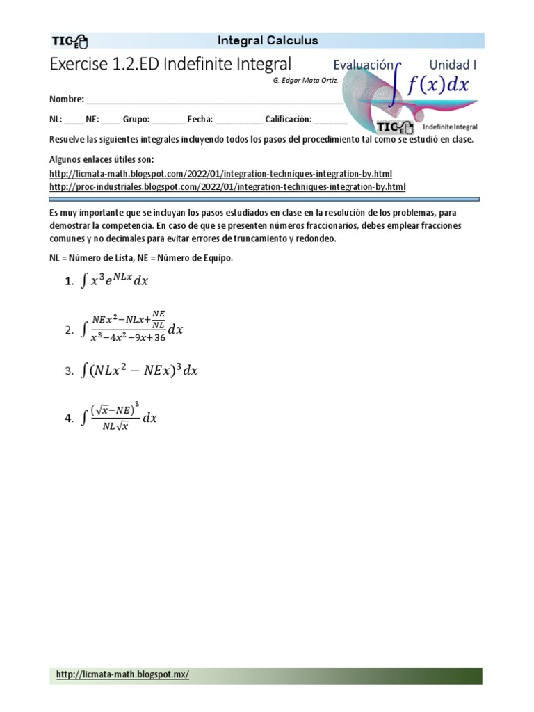 Exercise 1-2 EvDe - Indef Integral 02 | PDF