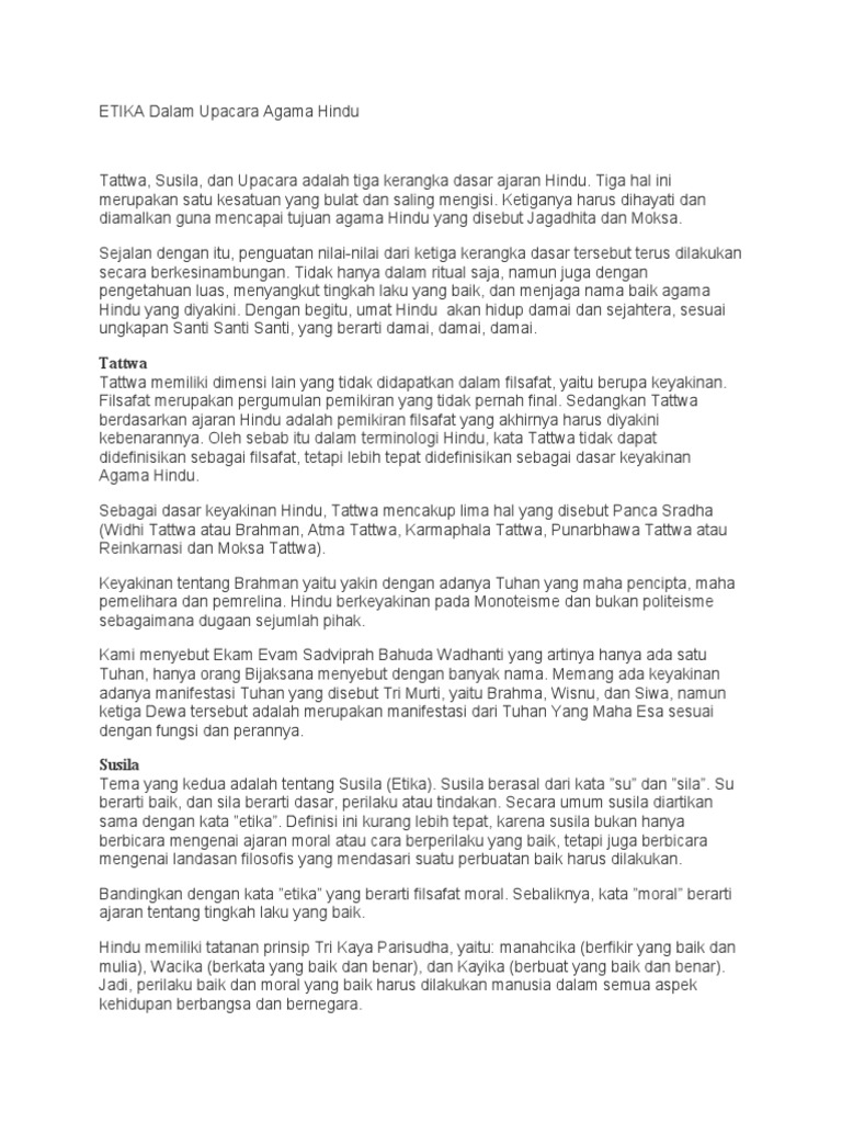 Etika dalam Upacara Agama Hindu | PDF | Sains & Matematika | Agama ...