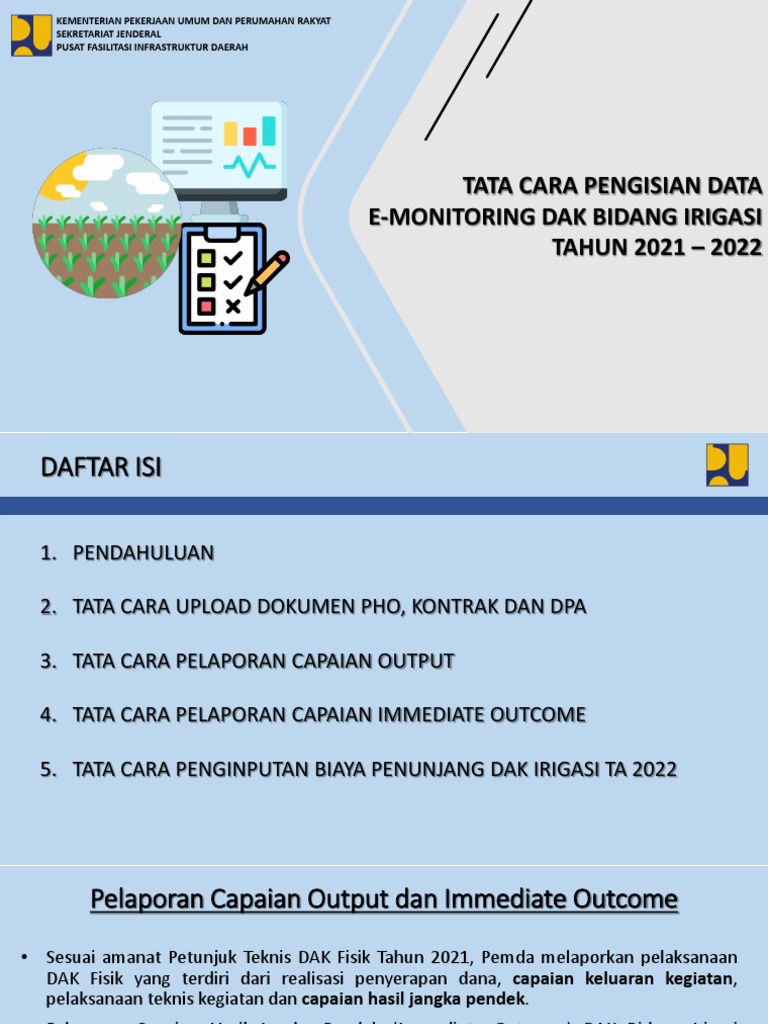 Tata Cara Pengisian Data DAK Irigasi 2021-2022 Dalam Emon | PDF