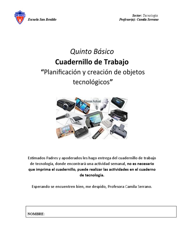 Cuadernillo de Tecnología Quinto Básico | PDF | Cartón | Papel