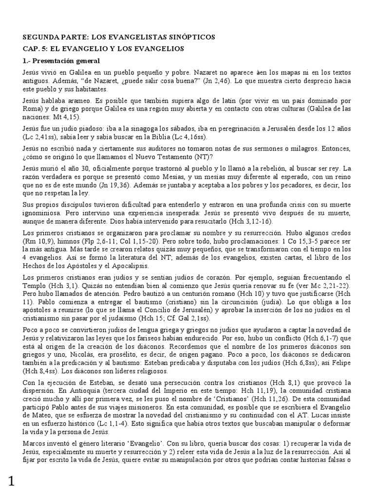 Sinópticos Capitulo6 | PDF | Jesús | Evangelio de Marcos