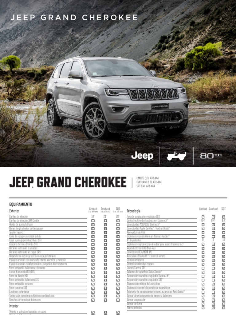 Jeep Grand Cherokee Ficha Tecnica Web 26-07 | PDF | Tracción en las cuatro ruedas | todoterreno