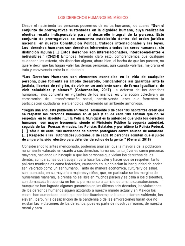 Derechos Humanos en México: Realidad y Desafíos | PDF | Derechos ...
