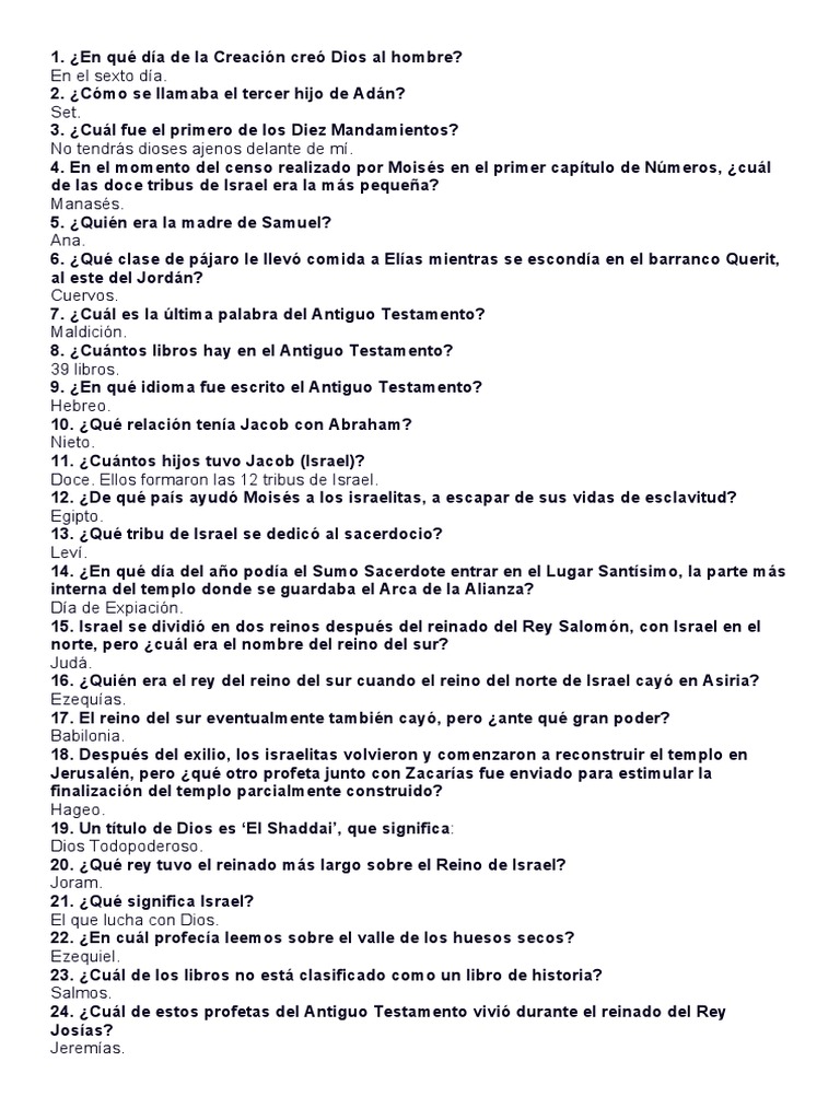 Trivia de La Biblia | PDF | Viejo Testamento | Moisés