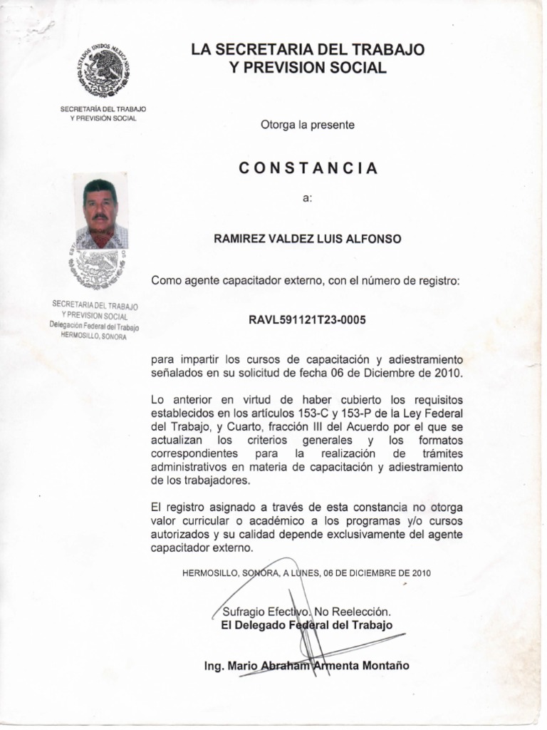 Constancia Como Agente Capacitador Externo. | PDF