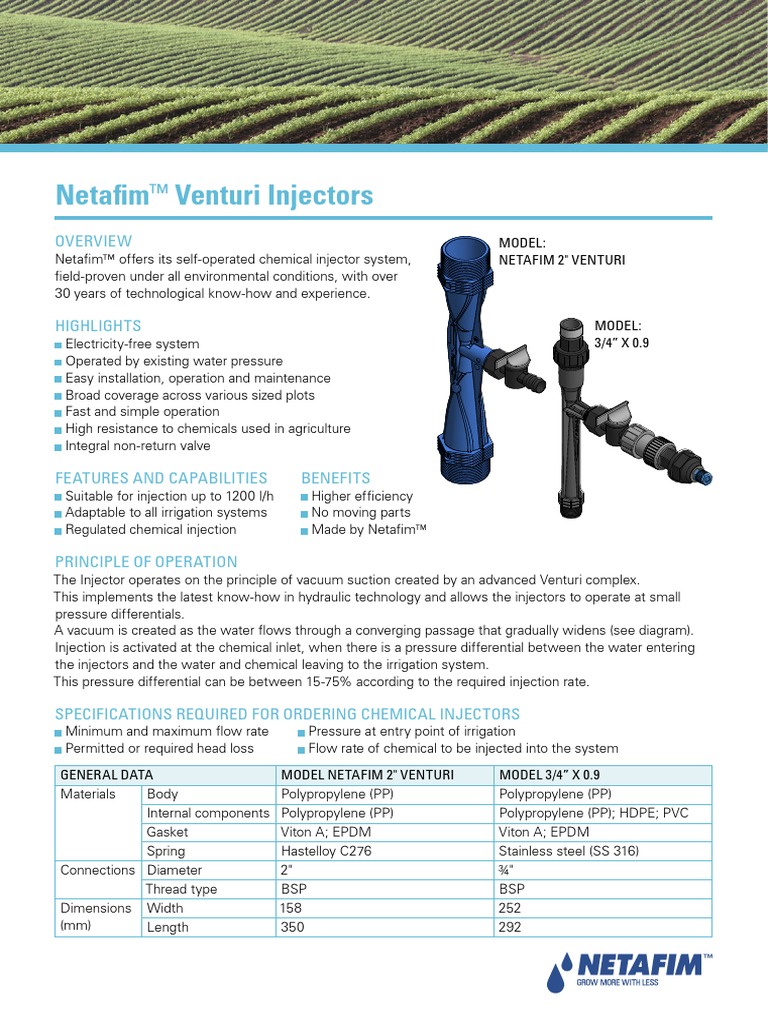 Inyector Venturi Netafim (Ingles) | PDF | Valve | Pump