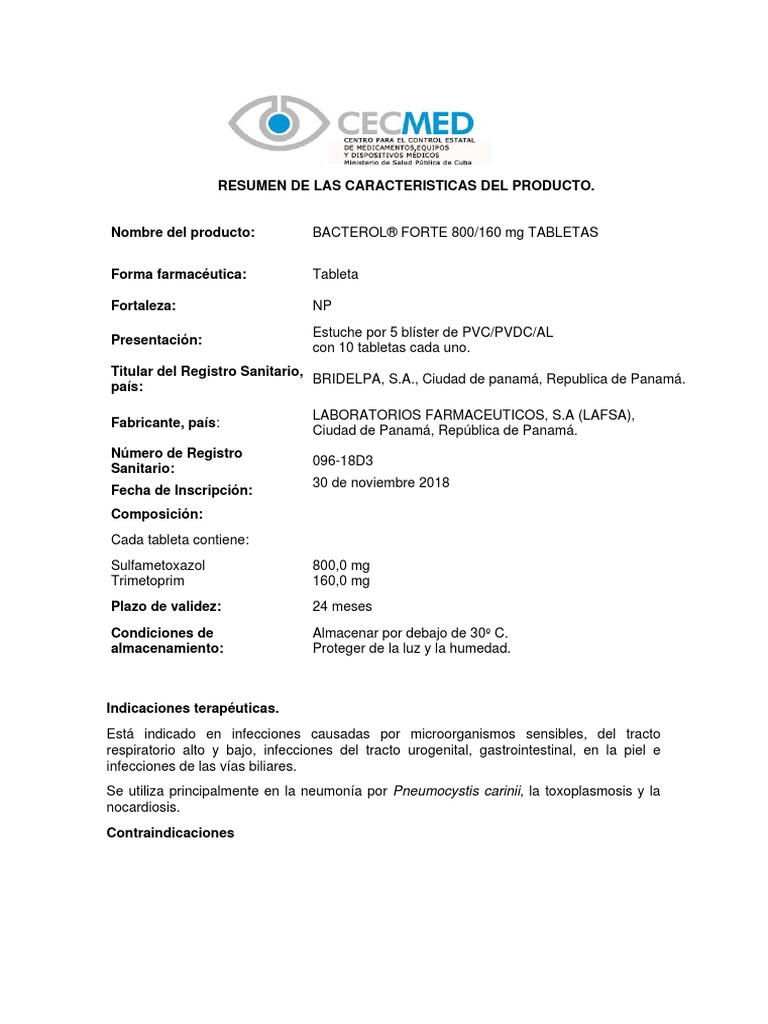 096-18d3 Bacterol Forte | PDF | Tratamientos médicos | Enfermedades y ...