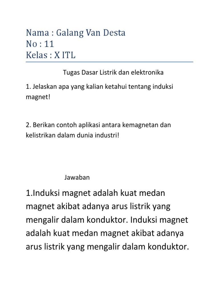 (Galang Van Desta) Dasar Listrik Dan Elektronika - X Itl | PDF | Teknologi & Rekayasa