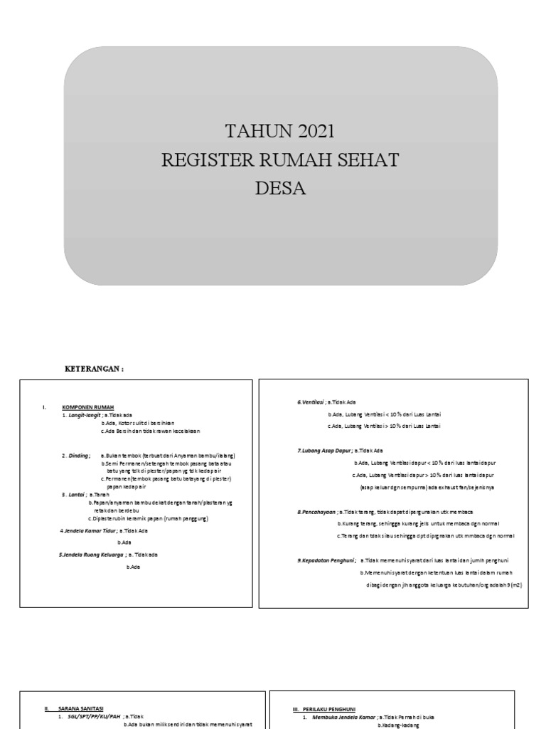 Format Buku Register Rumah Sehat | PDF