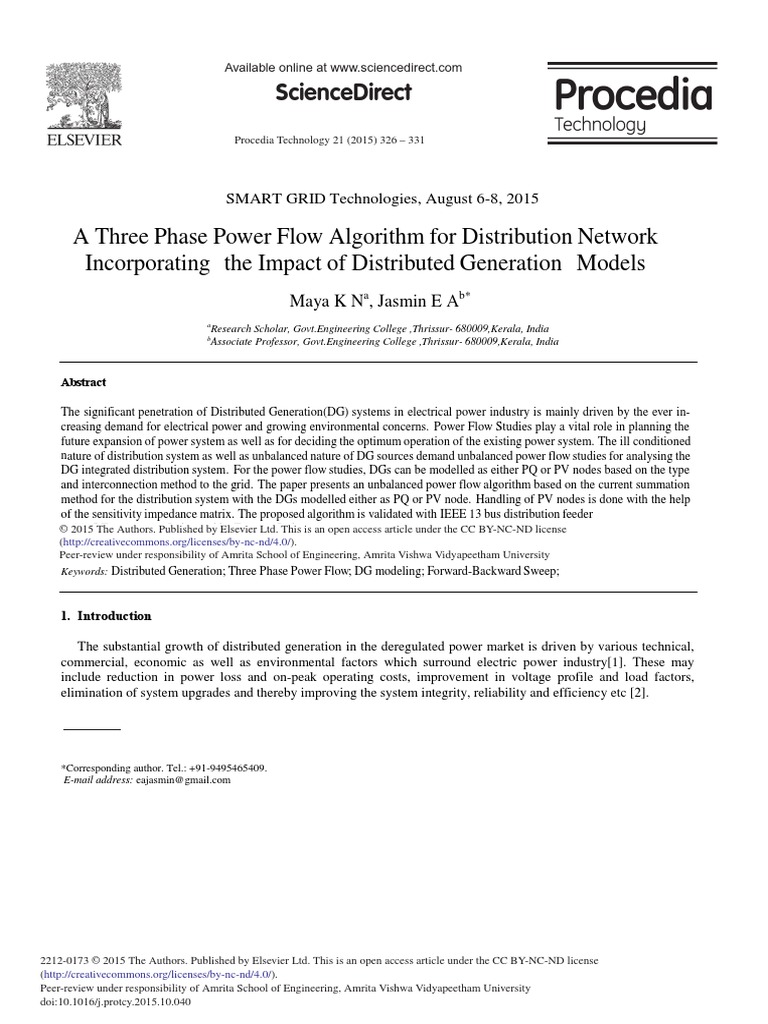 A Three Phase Power Flow Algorithm For Distribution Network Incorporating The Impact Of