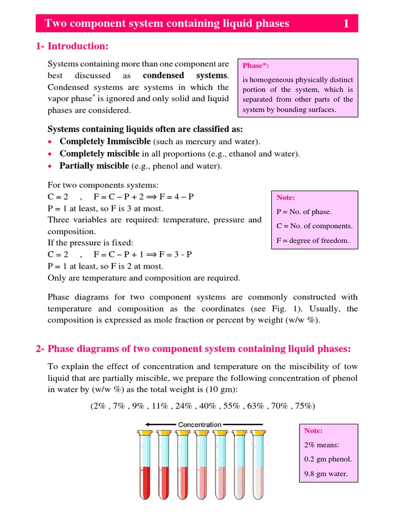 Two Component System Containing Liquid Phases | PDF | Phase (Matter) | Liquids
