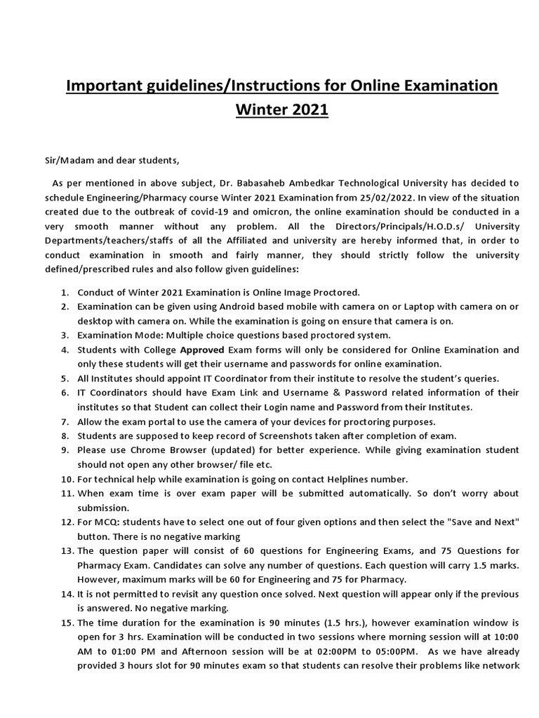 General Instructions For Exam | PDF | Test (Assessment) | Software