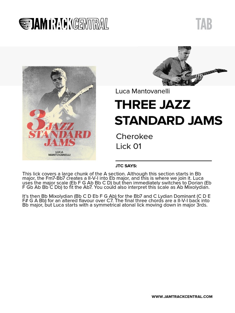 Three Jazz Standard Jams: Cherokee Lick 01 | Descargar gratis PDF | Musicology | Harmony