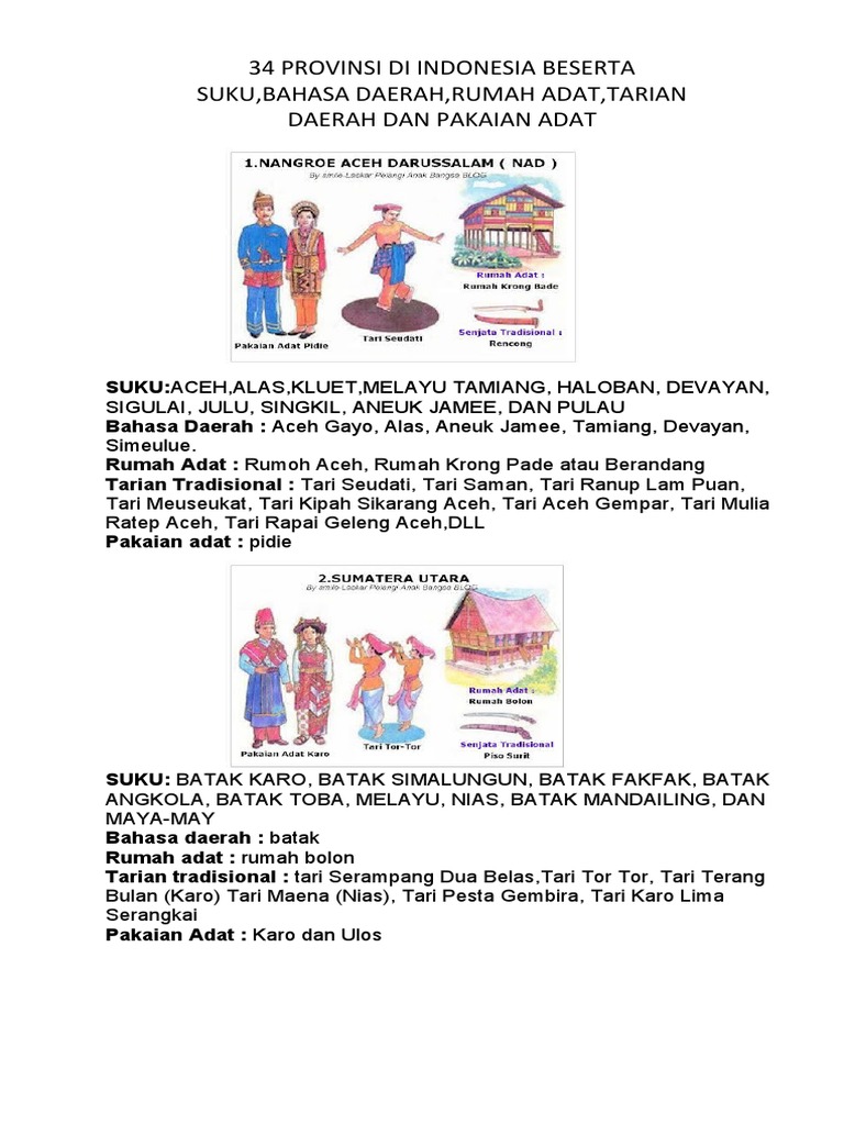 34 Provinsi Di Indonesia Beserta | PDF