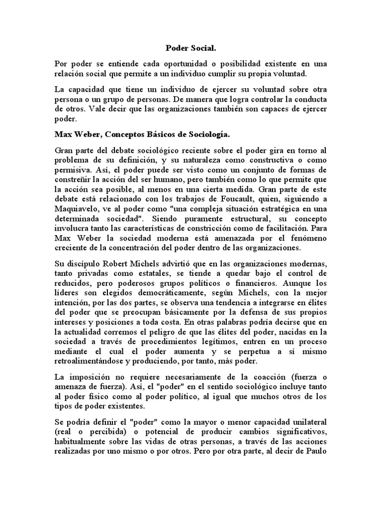 Poder Social. | PDF | Poder (social y político) | Michel Foucault