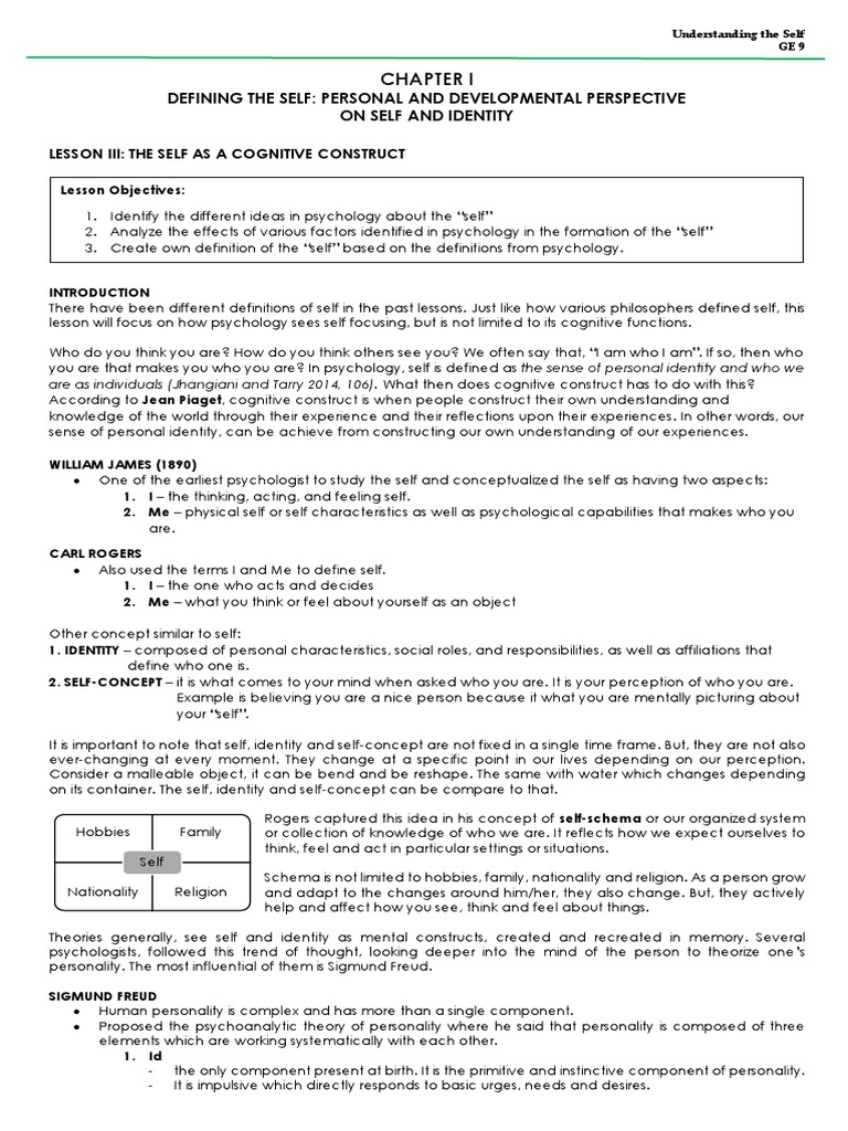 Defining The Self: Personal and Developmental Perspective On Self and ...