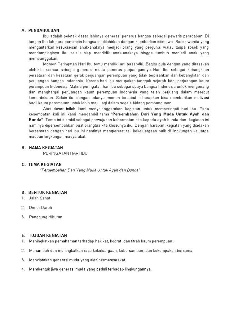 Contoh Proposal Hari Ibu | PDF