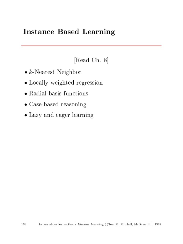 2.1 Instance Based Learning | PDF | Machine Learning | Cognitive Science