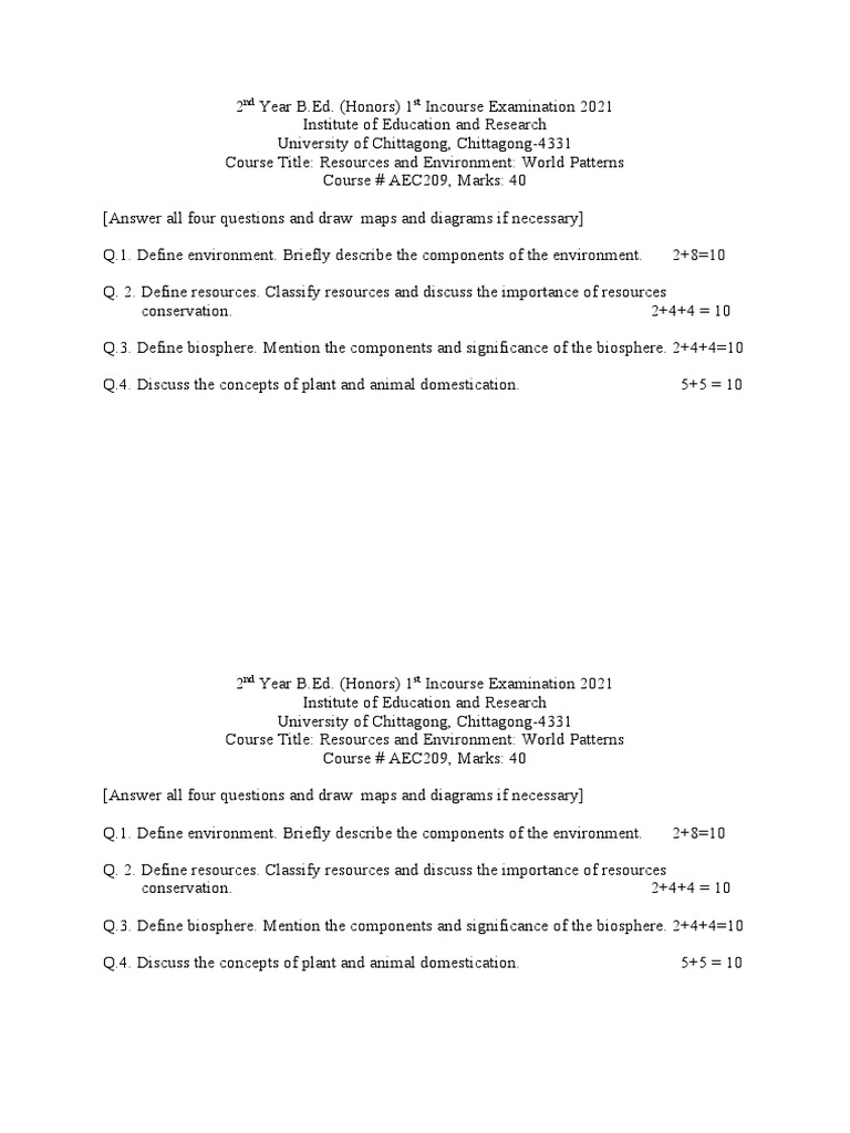 IER 1st Incourse Exam | PDF