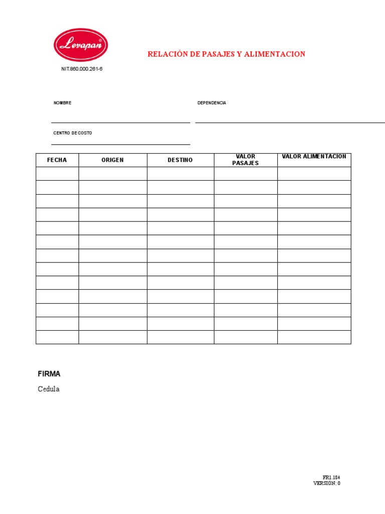 Formato Relacion de Pasajes | PDF