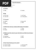 Shoes Questionnaire | PDF | Consumer Behaviour | Brand