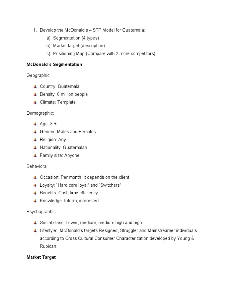Developing the McDonald's STP Model for Guatemala | PDF