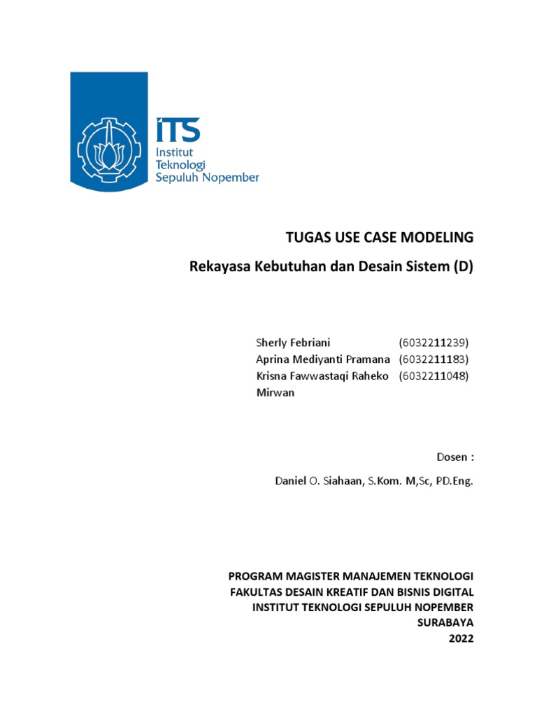 Tugas Use Case Modelling - Rekayasa Kebutuhan Dan Desain Sistem (D) | PDF