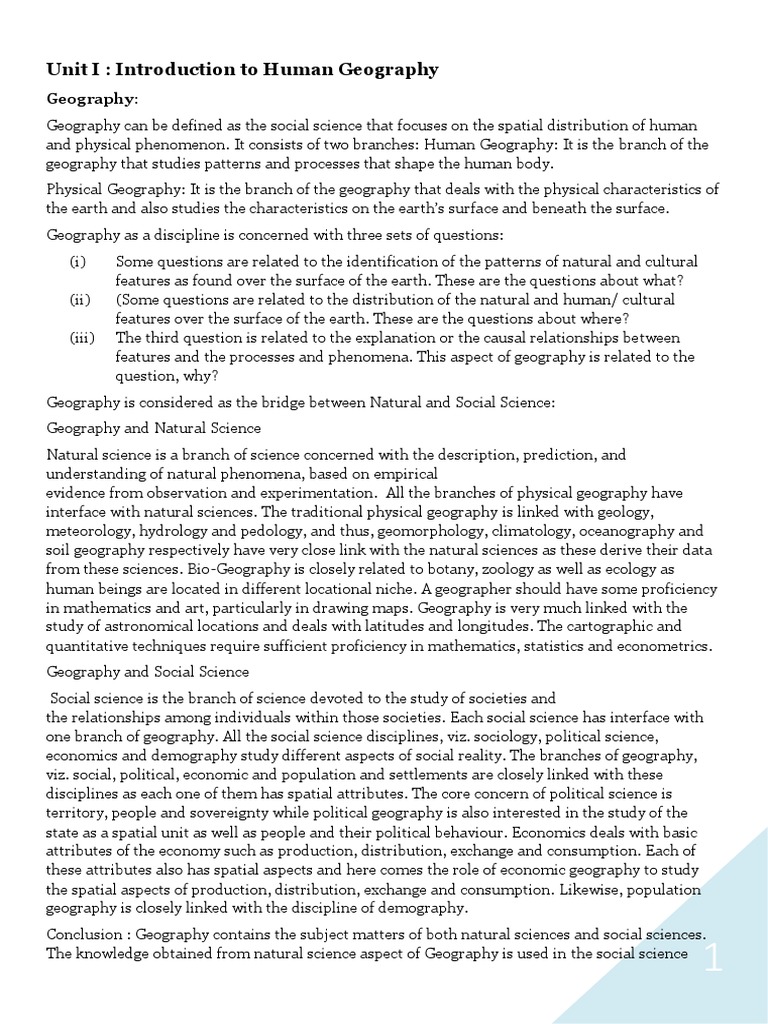 Human Geography: Key Concepts Overview | PDF | Geography | Human Migration