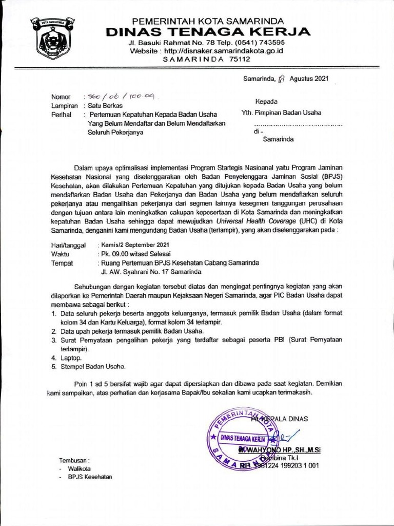 Surat Disnaker | PDF