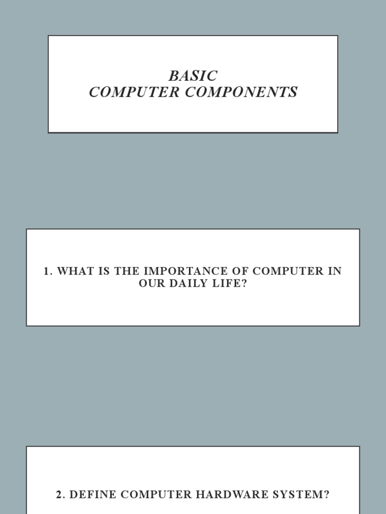 Computer Components | PDF | Computer Hardware | Computer Data Storage