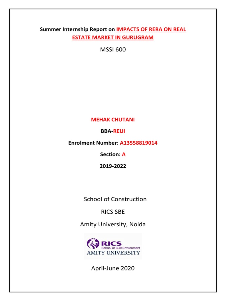 Report On Rera Impacts Pdf Economies