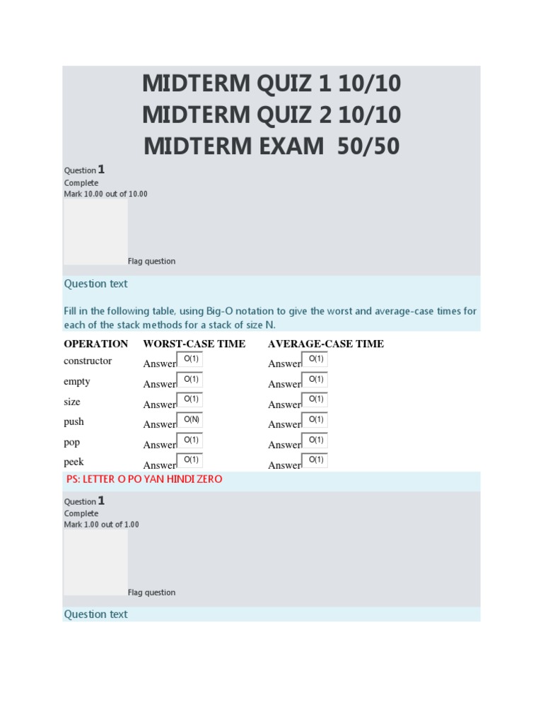 Data Structures and Algorithms 1 Complete Midterm by Mhel | PDF | Queue (Abstract Data Type ...