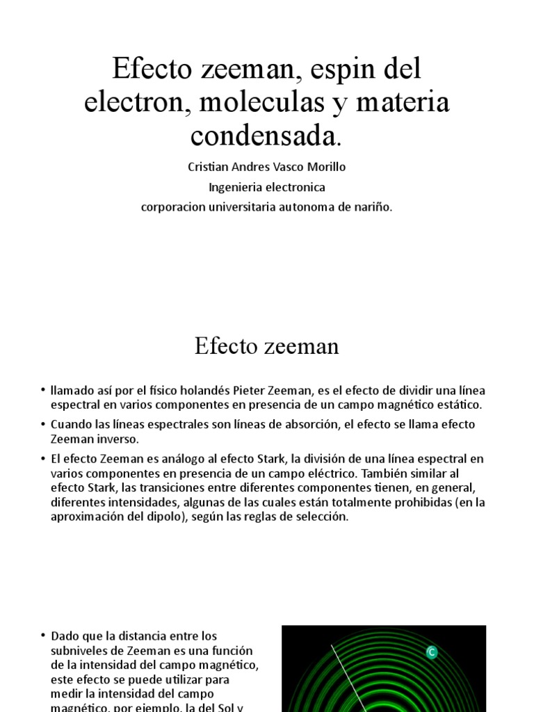 Efecto Zeeman | PDF | Spin (Física) | Electrón