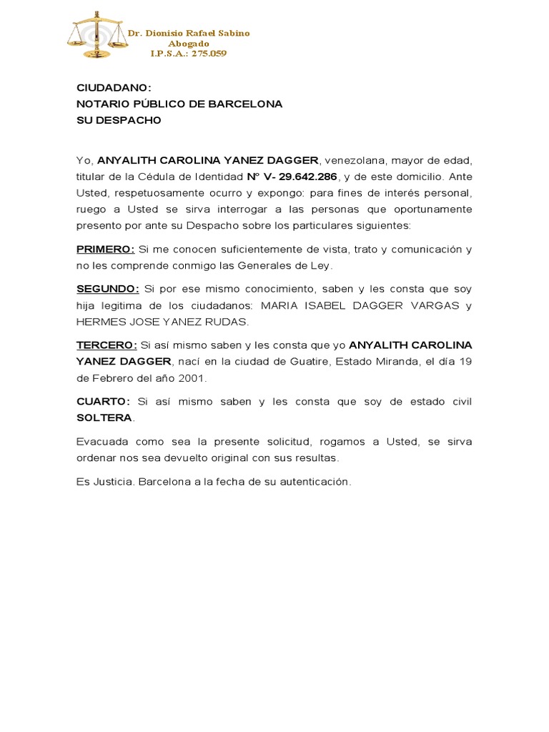 Carta de Solteria | PDF