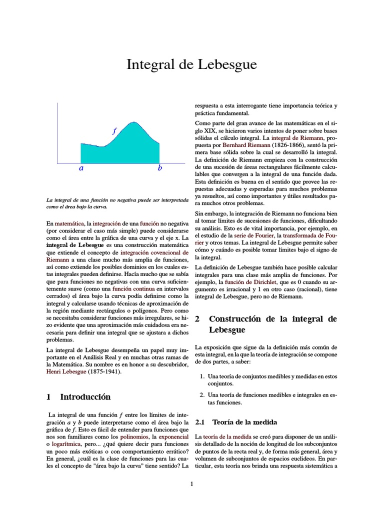 Integral de Lebesgue | PDF | Integración Lebesgue | Integral