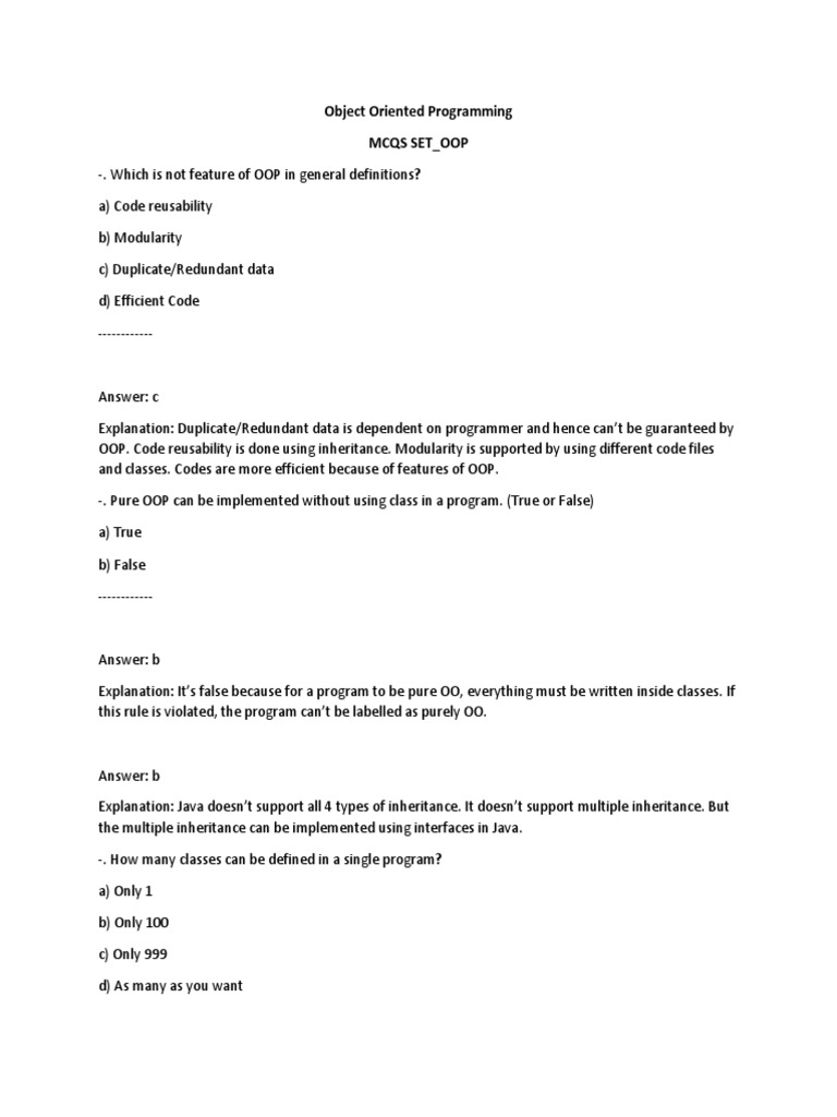 Mcqs Set Oop Pdf Pdf Programming Constructor Object Oriented Programming 