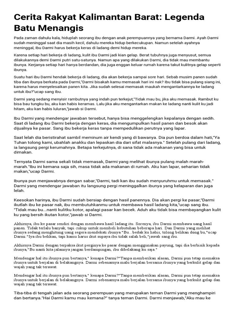 Cerita Rakyat Kalimantan Barat | PDF