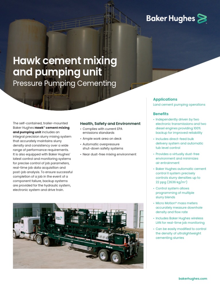 Hawk Cementing Unit SLSH | PDF | Pump | Cement