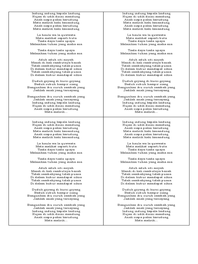 Indung Indung Kepala Lindung | PDF