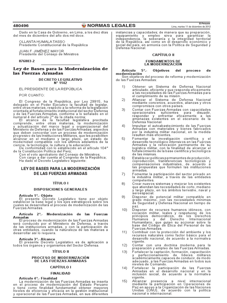 DL #1142 Moderniz Ffaa | PDF | Teniente | Perú