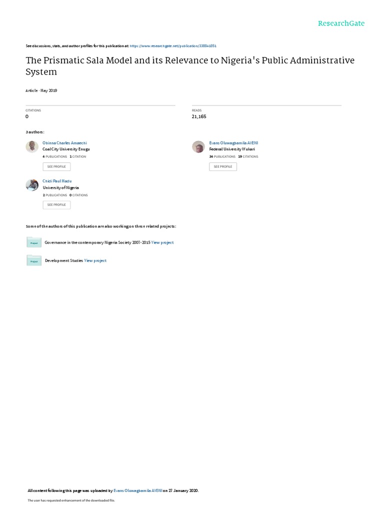 Prismatic Sala Model in Nigeria's Administration | PDF | Public ...