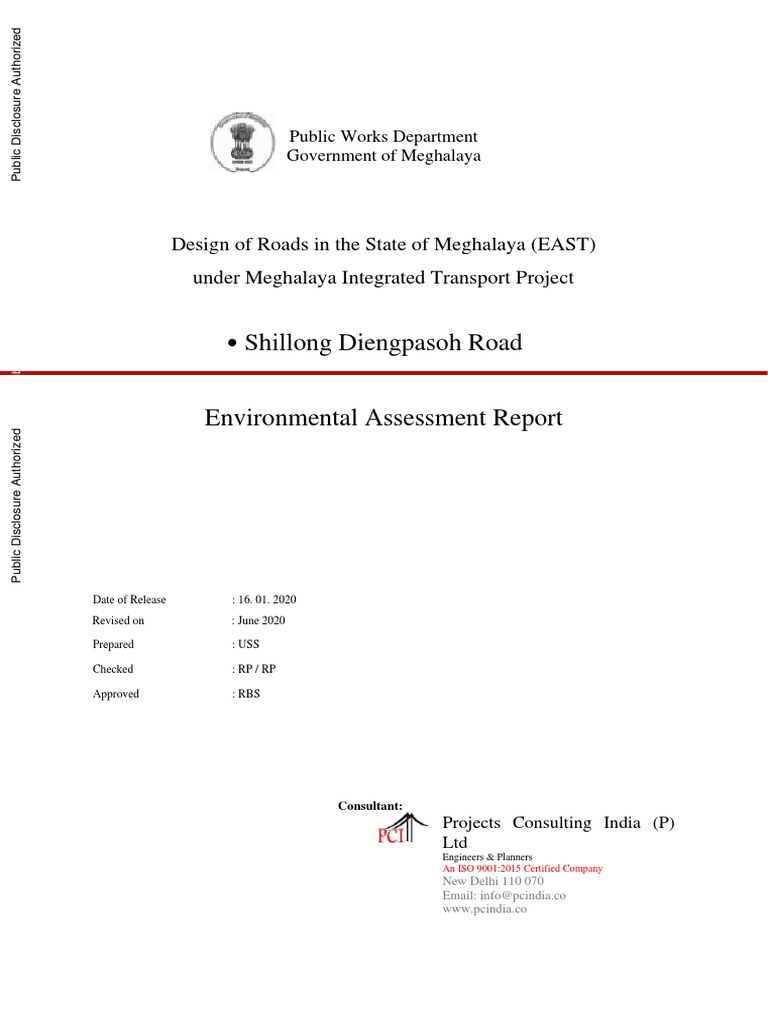 Environmental Assessment For Shillong Diengpasoh Road | PDF ...