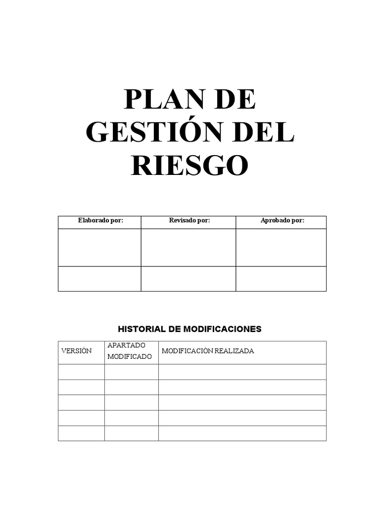 FOR. Plan de Gestión de Riesgo | PDF | Riesgo | Planificación