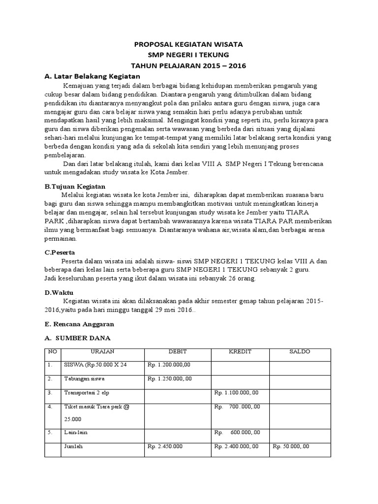 PROPOSAL KEGIATAN STUDY WISATA 8 G | PDF
