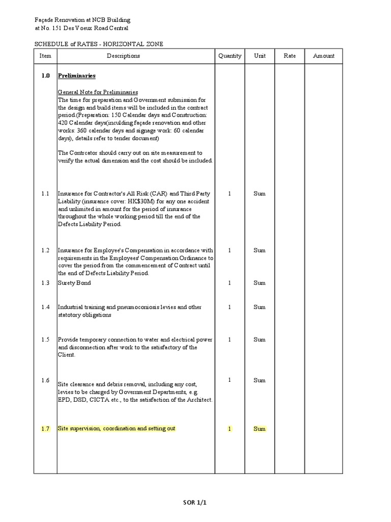 2021-11-12-SOR-Horizontal Zone | PDF | Wall | Specification (Technical ...