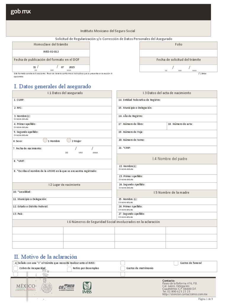 Solicitud de Corrección de Datos IMSS | PDF | Gobierno | Instituciones ...