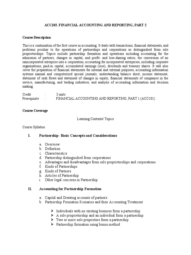 Course Syllabus - ACC 103 Financial Accounting and Reporting, Part 2 ...